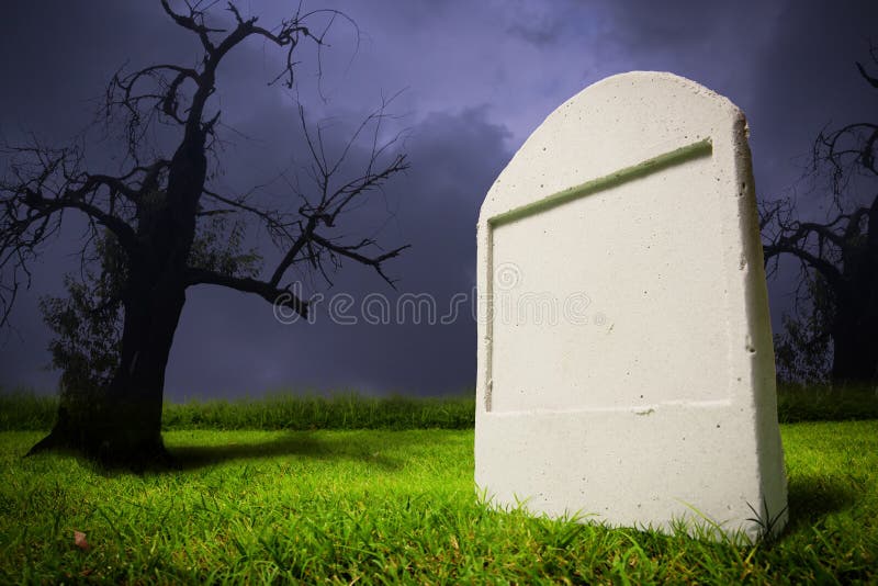 Cemetery, Graveyard with Tombstones at Night Stock Photo - Image of ...