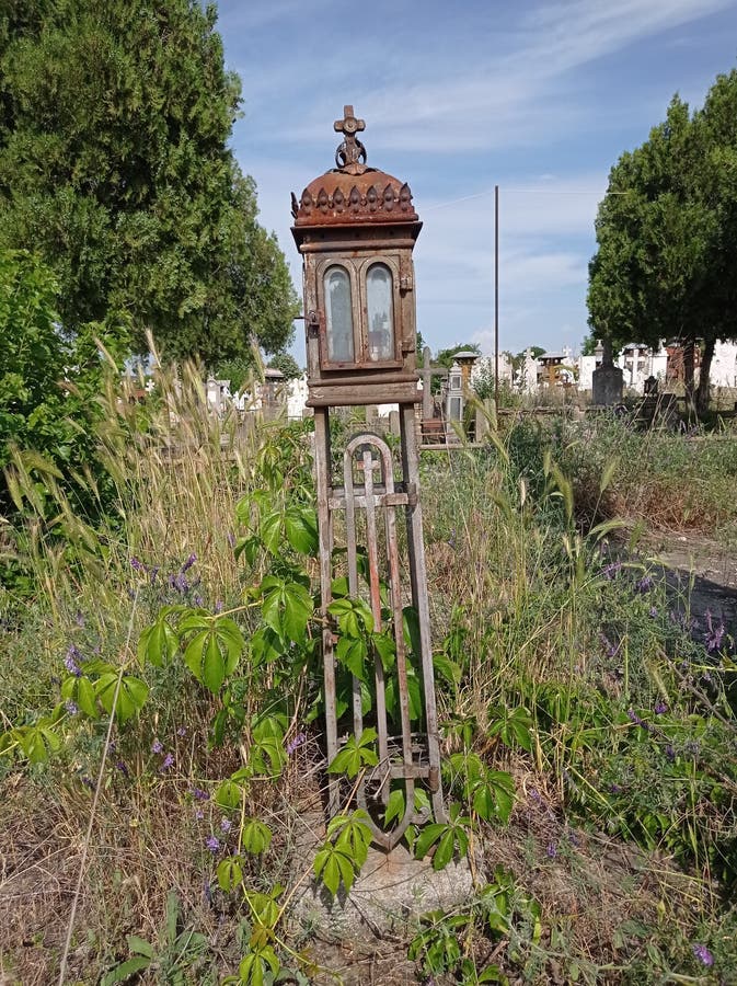 Graveyard Lamp in the Cemetery Stock Image - Image of building ...