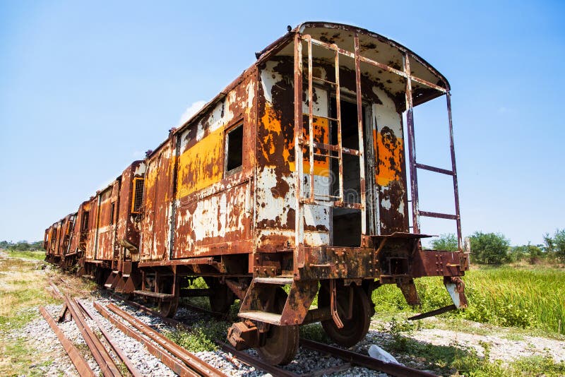 Graveyard of Rusty Old Diesel Train Stock Photo - Image of rusty ...