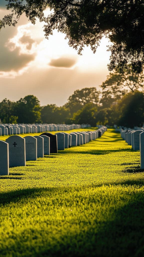 Graveyard Scene with Multiple Tombs, Overgrown with Grass Stock Photo ...
