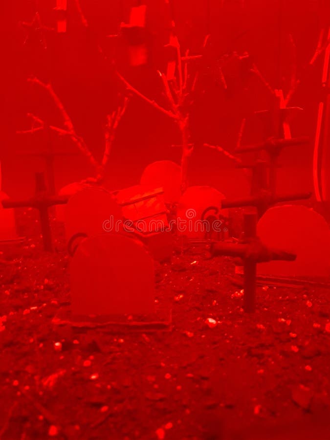 Graveyard Scene at Night with Tombstones and Crosses for Halloween ...
