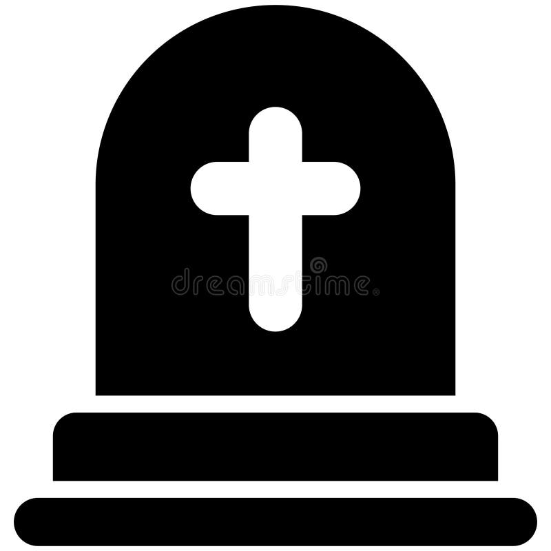 Graveyard, Headstone, Grave Blue Outline Simple Icon Stock Vector ...