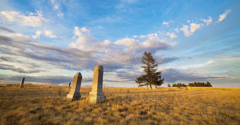 Graveyard with tombstones stock photo. Image of sunset - 16081836