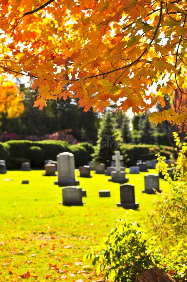 Misty Early Morning Graveyard Stock Image - Image of cemetery, church ...