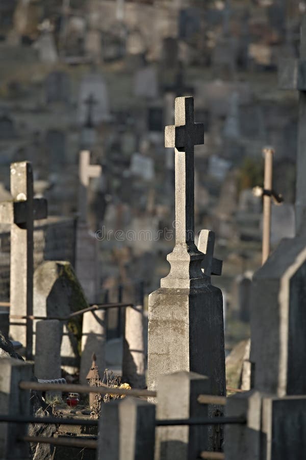 Graveyard with tombstones stock photo. Image of graveyard - 77453802