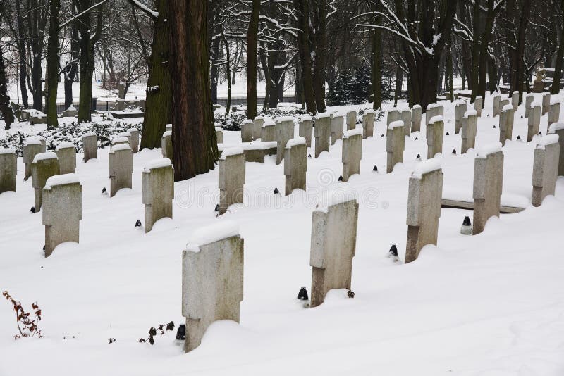 Graveyard in the winter stock photo. Image of headstone - 44990798