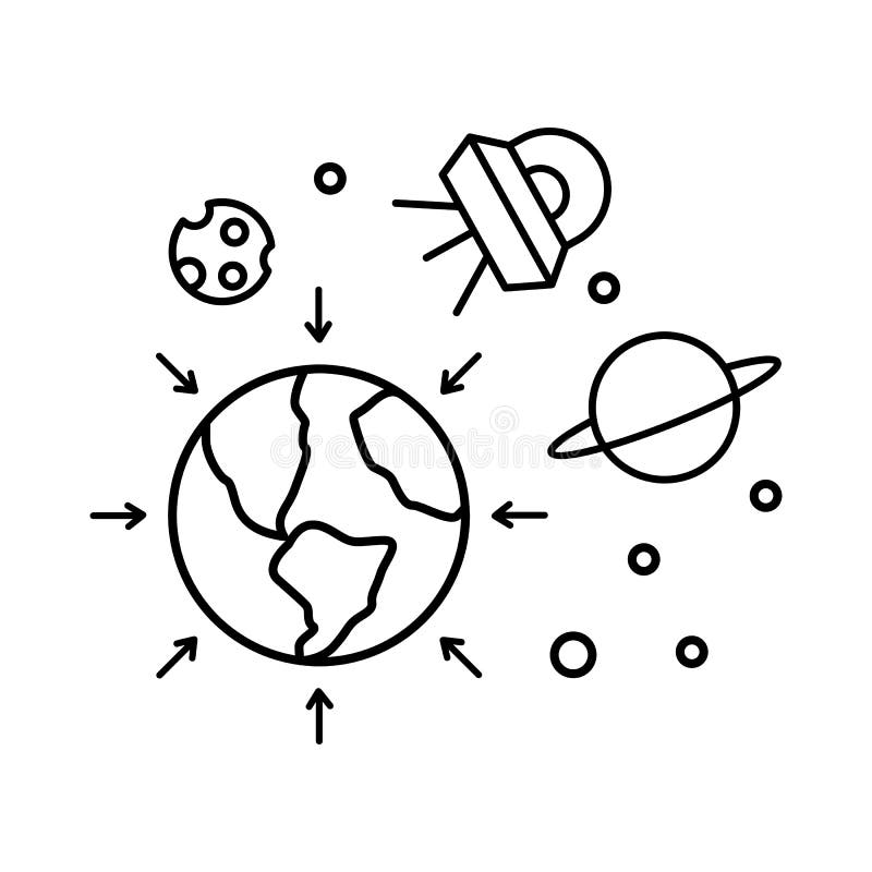 Gravitational Forces on Moon To Spaceship Icon. Simple Line, Outline ...