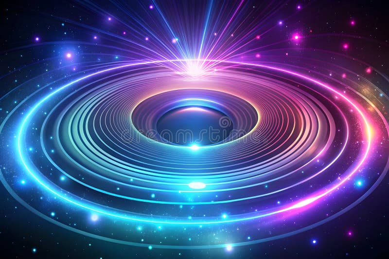 Gravity Distortion Effect with Bending Wave-like Neon Rings Stock ...