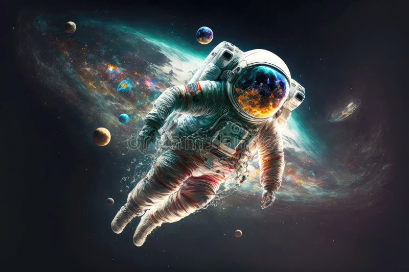 Floating Astronaut Observing Movement Stock Illustrations – 3 Floating ...