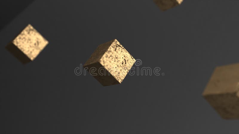 Gravity Gold Cube Abstract Background 3d Animation Stock Illustration ...