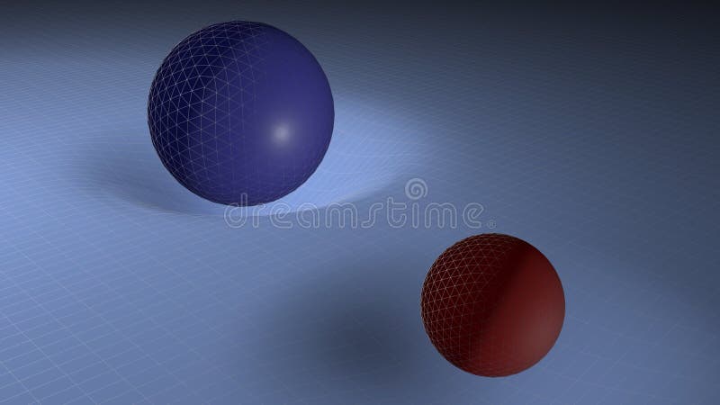 Gravity Model with Planets and Curved Space - 3D Rendering Stock ...