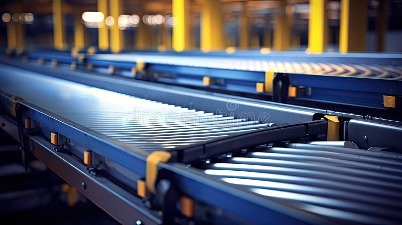 Gravity Roller Conveyor Belt Stock Illustration - Illustration of ...