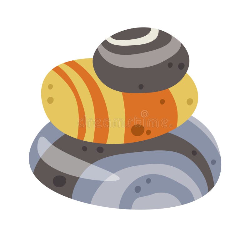 Gravity Stacked Rock Sculptures Flat Illustration Stones with Pattern ...