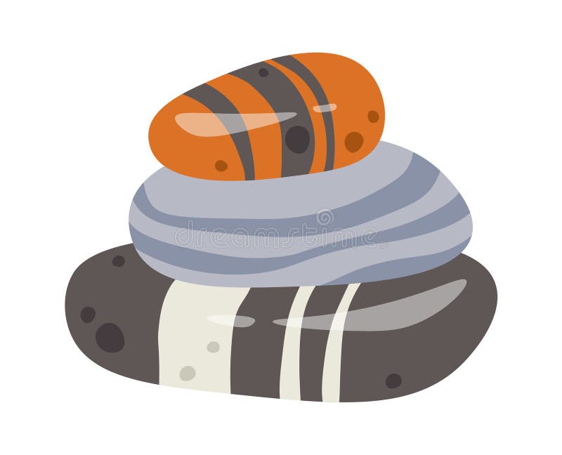 Gravity Stacked Rock Sculptures Flat Illustration Stones with Pattern ...