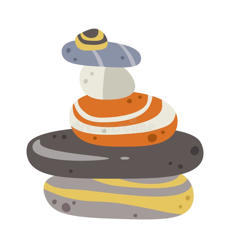 Gravity Stacked Rock Sculptures Flat Illustration Stones with Pattern ...