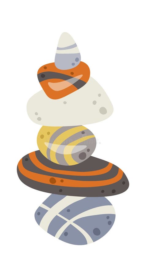 Gravity Stacked Rock Sculptures Flat Illustration Stones with Pattern ...