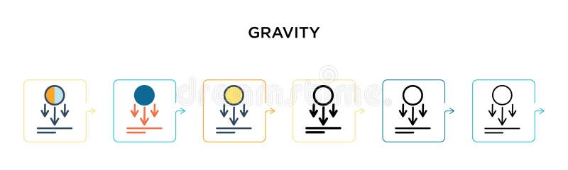 Gravity Vector Icon in 6 Different Modern Styles. Black, Two Colored ...