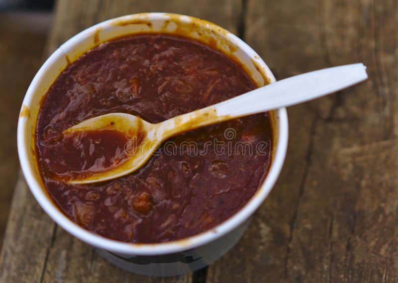 Gravy Liquid Takeaway Soup in a Plastic Bowl Stock Image - Image of ...