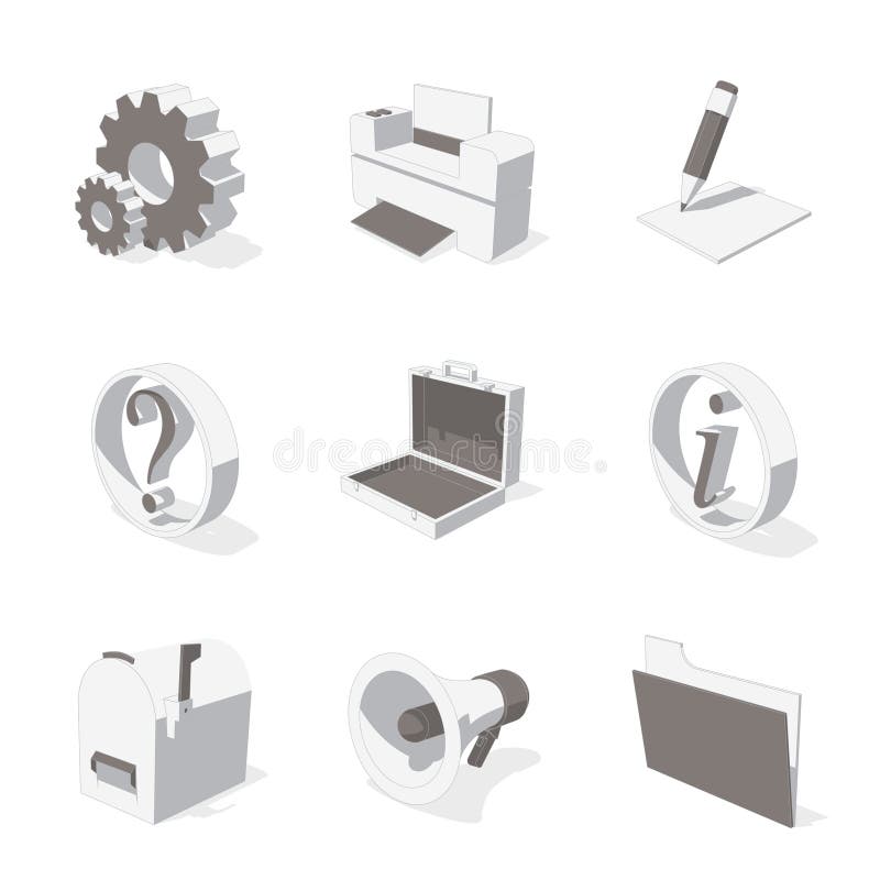 Gray 3D icon set 02 stock vector. Illustration of online - 17501457