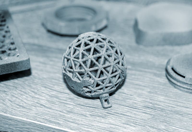 Gray Abstract Models Printed on 3d Printer from Powder Close-up. Stock ...