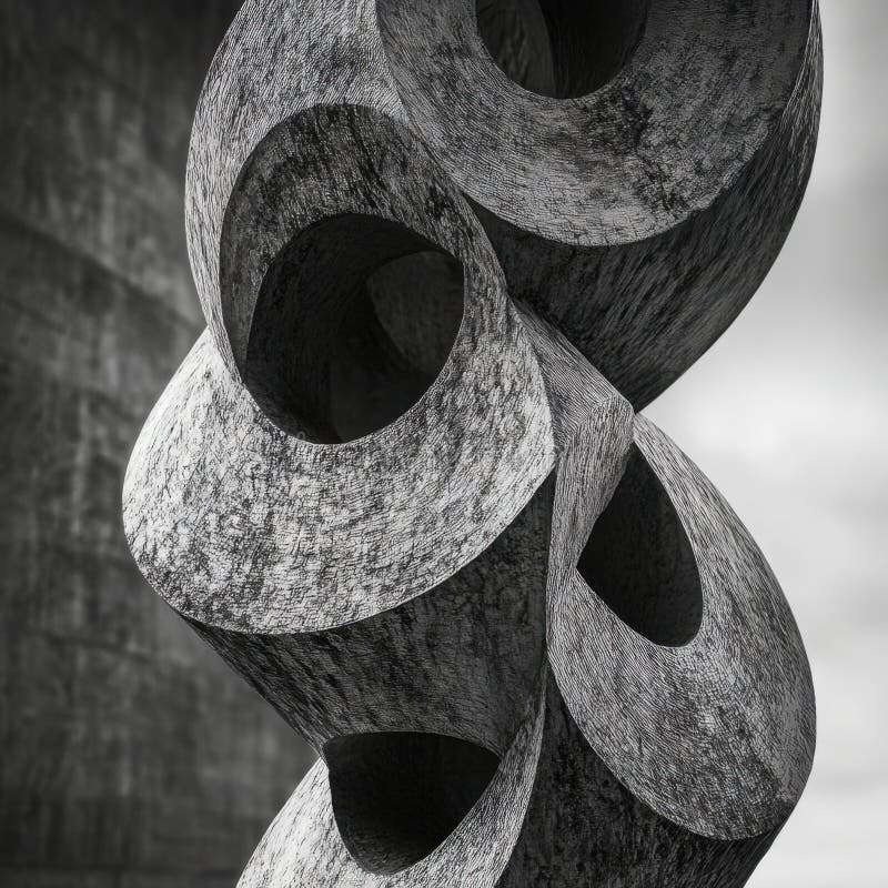 Gray Abstract Sculpture with Curved Forms and Unique Design Elements ...