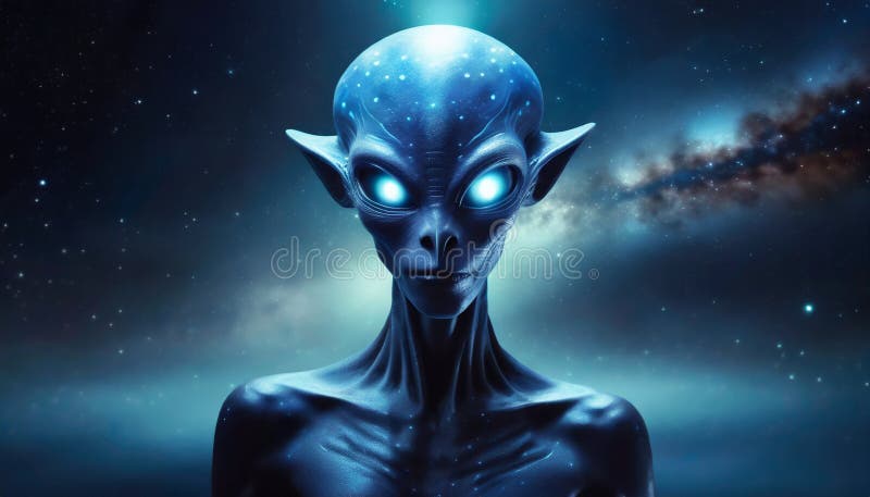 Gray alien in night alley stock illustration. Illustration of ...