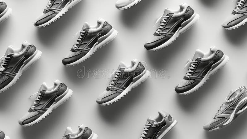 Gray Athletic Shoes in Repeating Pattern Layout Stock Image - Image of ...