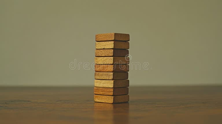 On a Gray Backdrop, a Tower of Jenga is Formed by Stacking Numerous ...