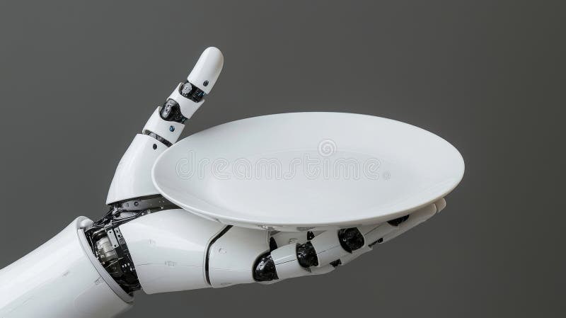 Gray Background with an Illustration of a Robot S Hand Holding an Empty ...