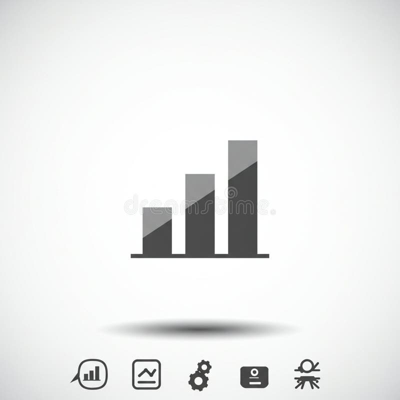 Gray Bar Chart Icon with Three Ascending Bars on a White Background ...