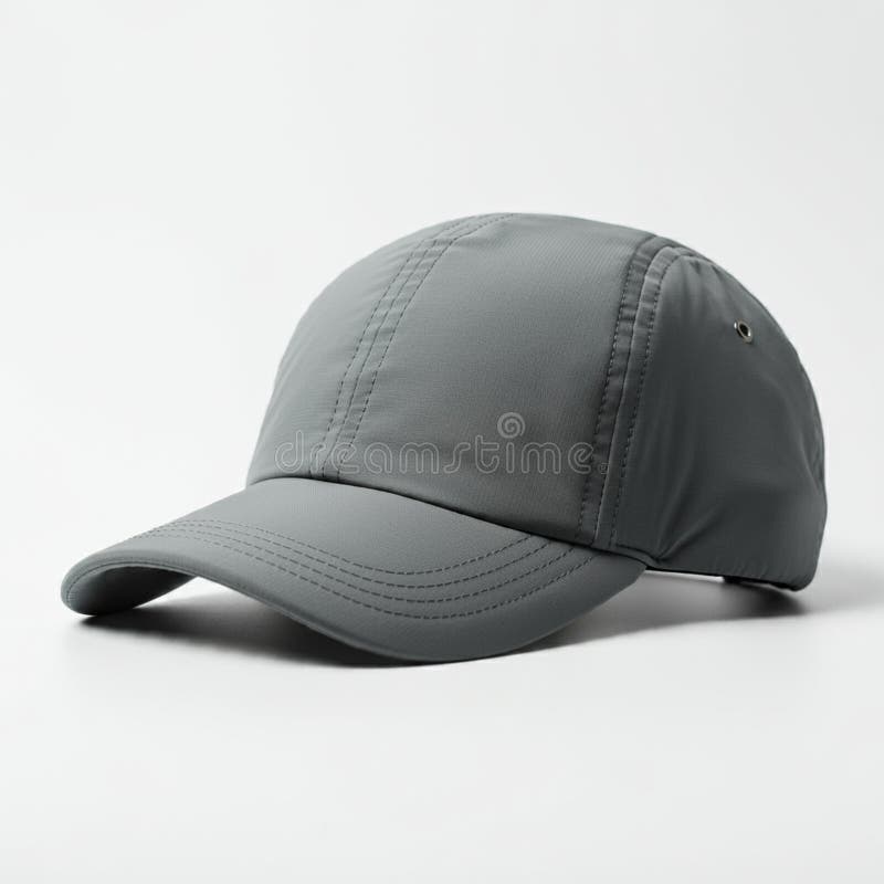 A Gray Baseball Cap with a Smooth Texture, Featuring a Curved Brim and ...