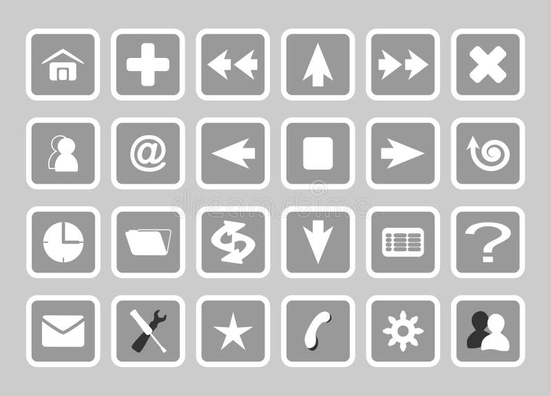 Organizer Web Icons on Gray Buttons. Stock Vector - Illustration of ...
