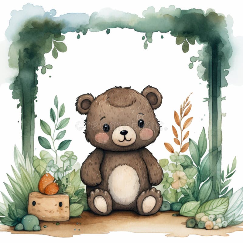 Gray Bear Cute Cartoon on a White Background Stock Illustration ...