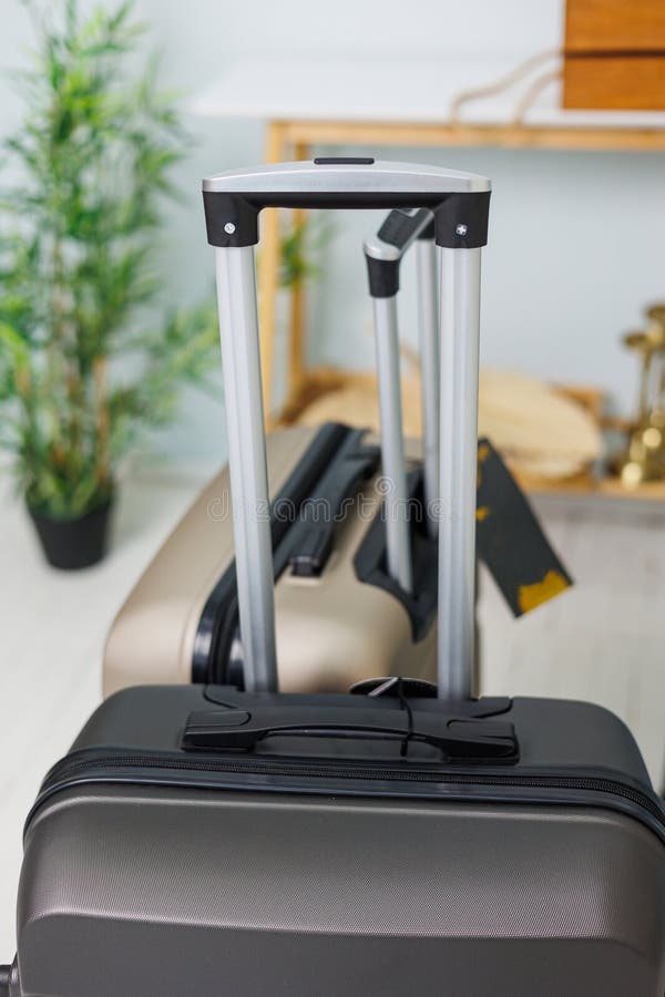 Gray Beautiful Suitcase for Tourist Stock Image - Image of object ...