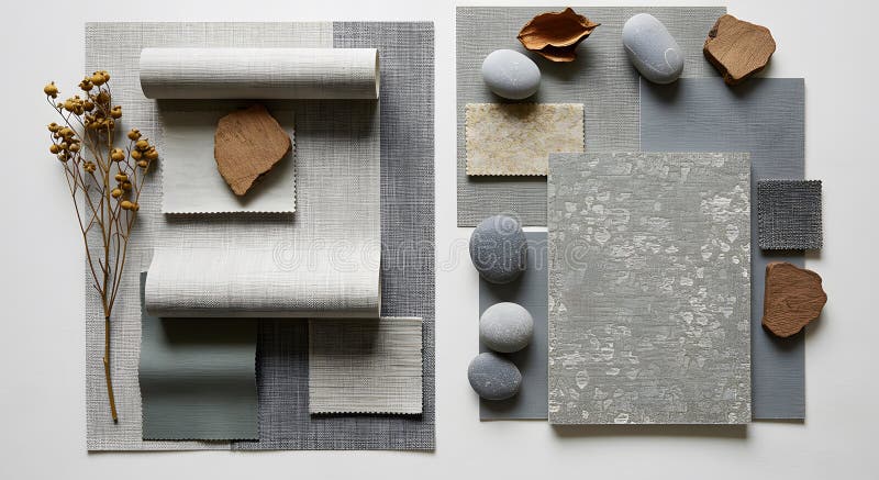 Gray and Beige Color Palette Samples with Natural Elements Stock ...