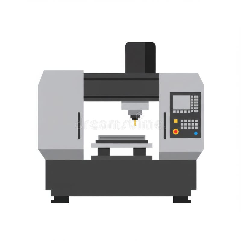 Gray and Black CNC Mill Machine on White Background Stock Illustration ...