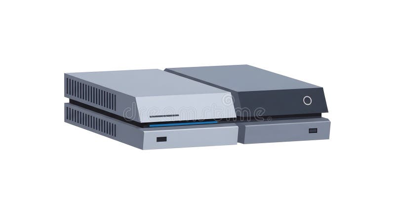 A Gray and Black Gaming Console with a Sleek, Rectangular Design Stock ...
