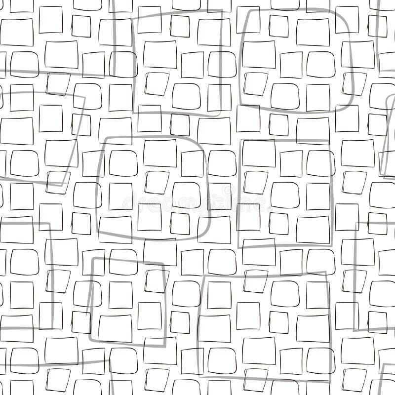 Gray Black White Seamless Vector Pattern with Square Hand-drawn Squares ...