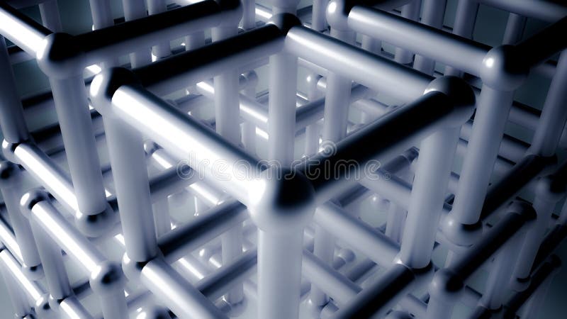 Gray-blue Abstract Background with Bars, Cubes and Three-dimensional ...