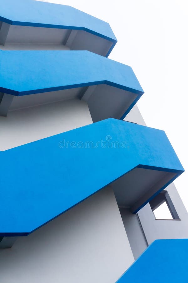 Gray - Blue Architectural Building Bottom View Stock Photo - Image of ...