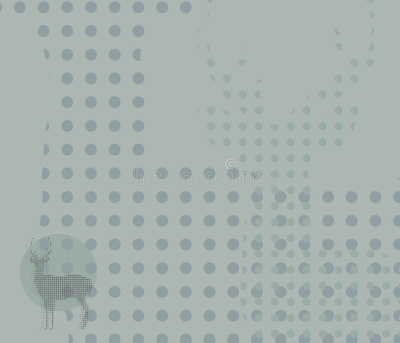 Gray-blue Background with Circles and Patterns Outline of a Horned Deer ...