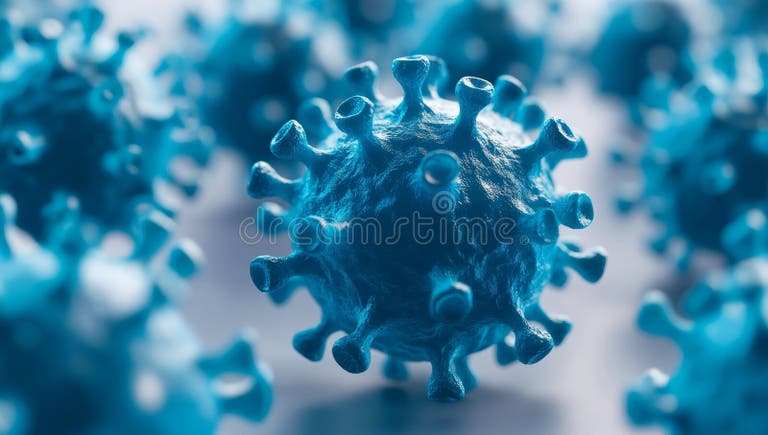 A Gray and Blue Background Highlights the Microscopic View of Spiky ...