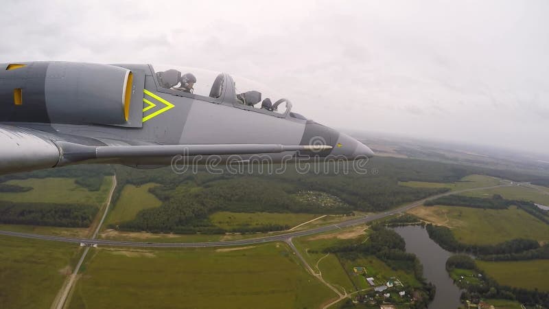 Gray Blue Combat Plane with Yellow Fuselage Elements is Heading for the ...