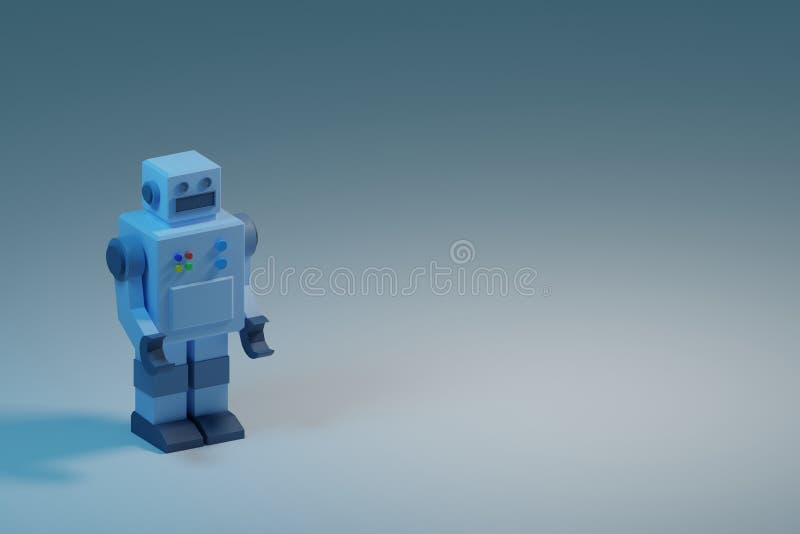 Gray-blue Retro Square Robot with Buttons on Background 3d Illustration ...