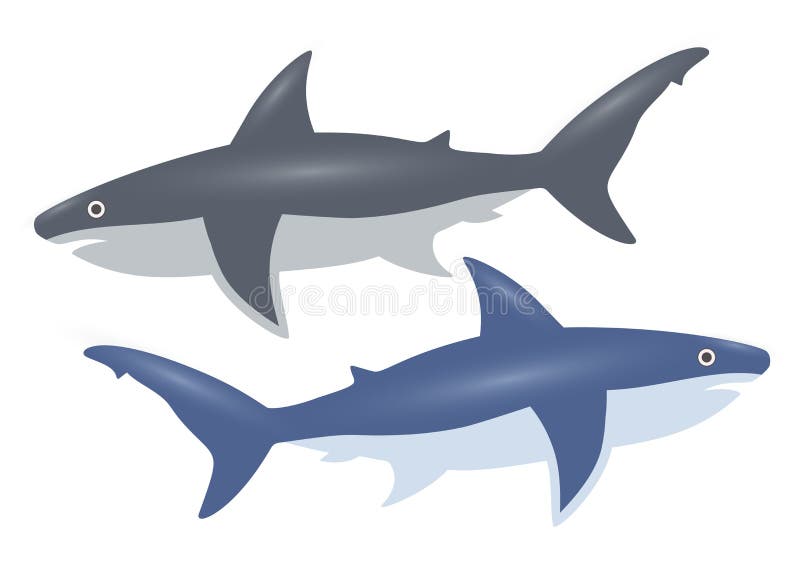 Gray and Blue Shark with Highlights in the Set Stock Vector ...