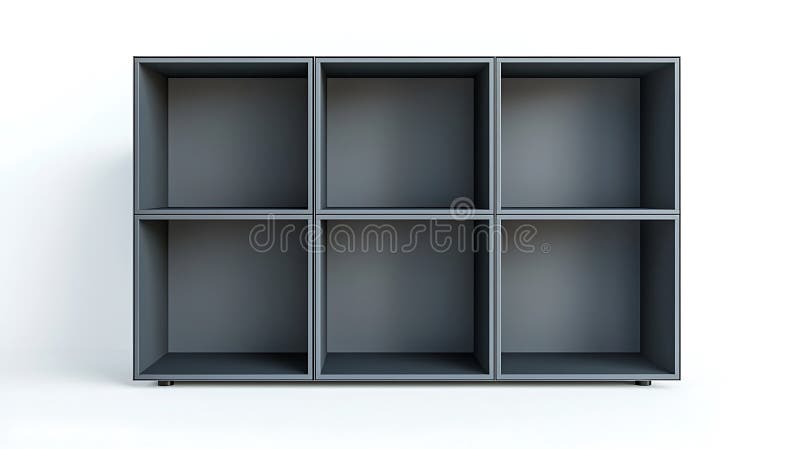 A Gray Bookcase with Three Shelves Stock Illustration - Illustration of ...