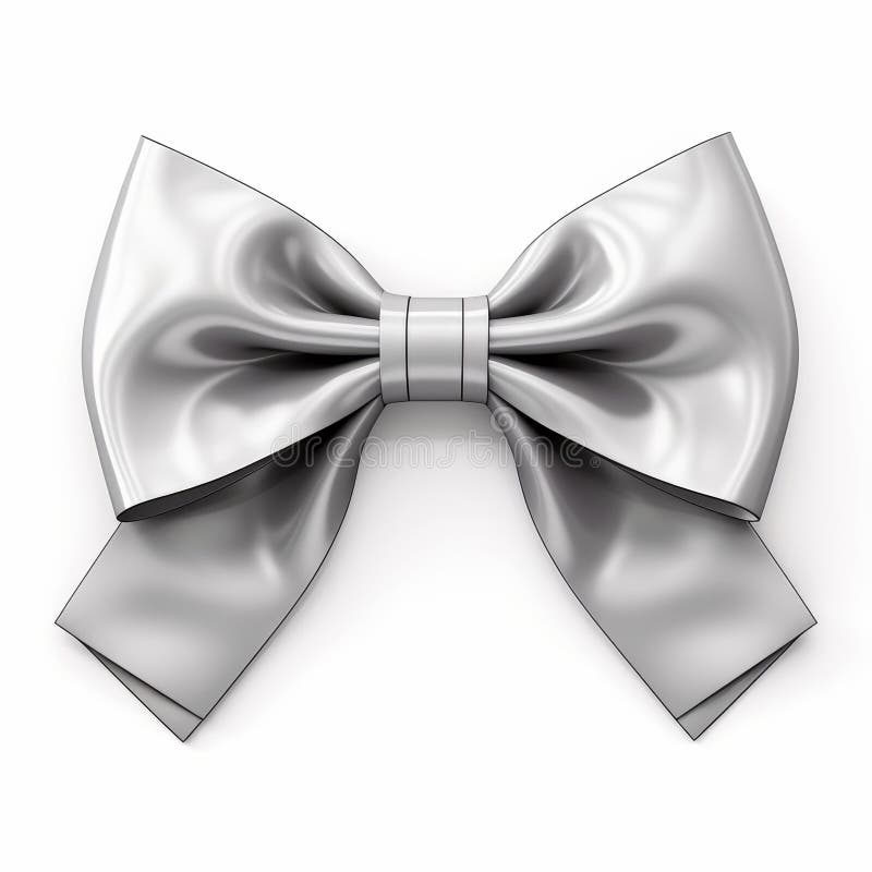 Gray Bow and Ribbon on a Pristine White Background, Ai Generated Stock ...