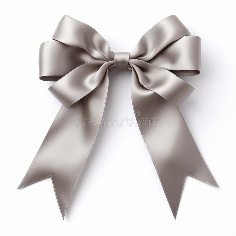 Gray Bow and Ribbon on a Pristine White Background, Ai Generated Stock ...