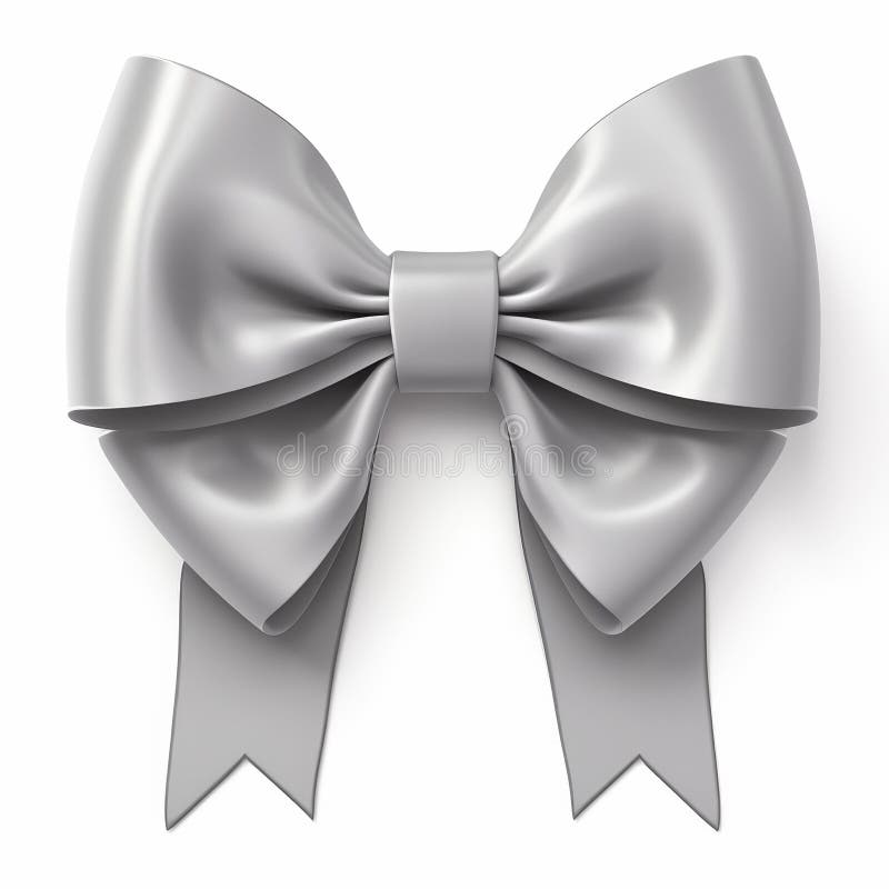 Gray Bow and Ribbon on a Pristine White Background, Ai Generated Stock ...