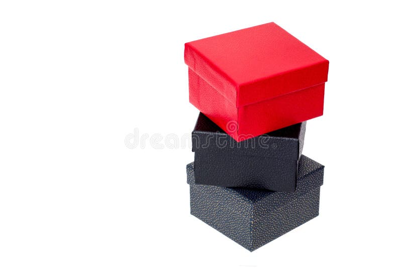 Gray Box, Black Box, Red Box on a White Background Stock Image - Image ...
